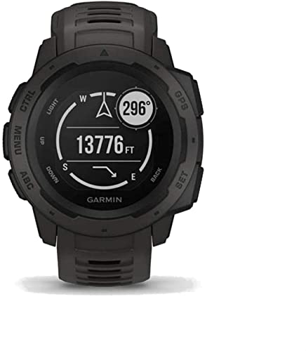 Garmin 010-N2064-00 Instinct, Rugged Outdoor Watch with GPS, Features GLONASS and Galileo, Heart Rate Monitoring and 3-axis Compass, 1.27-inch, Graphite (Renewed)