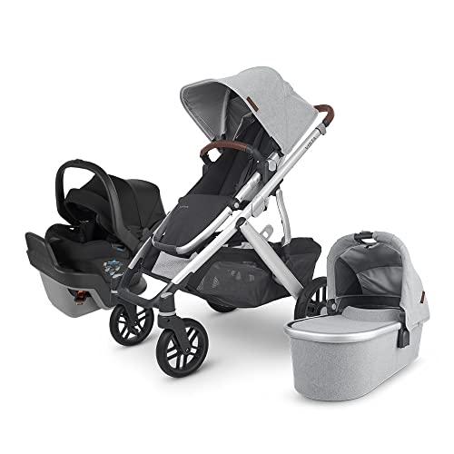 Vista V2 Stroller - Stella (Grey Brushed mélange/Silver/Chestnut Leather) + MESA MAX - Jake (Charcoal)