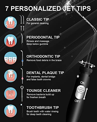MySmile 1000ML Countertop Water Dental Flosser Teeth Cleaner 10 Settings Electric Power Oral Irrigator with UV Sanitizer Light Storage Bag and 7 Jet Tips