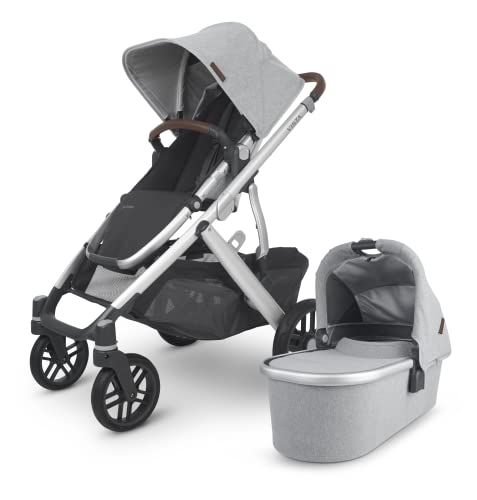 Vista V2 Stroller - Stella (Grey Brushed mélange/Silver/Chestnut Leather) + MESA MAX - Jake (Charcoal)