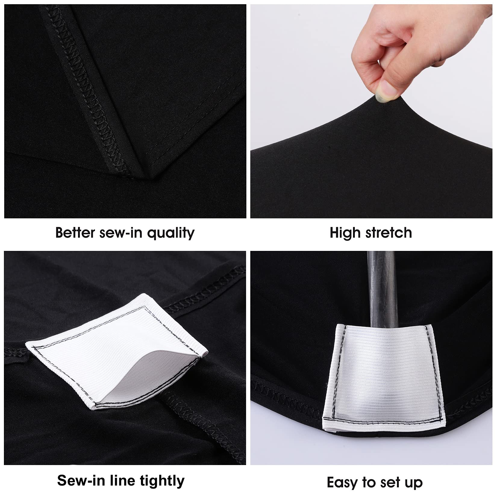 BDDC Stretch Spandex Table Cover, Fitted Table Clothes for 6 Foot Rectangle Tables, Black Table Cloths for Parties, Banquet and Festival (Black, 6FT)