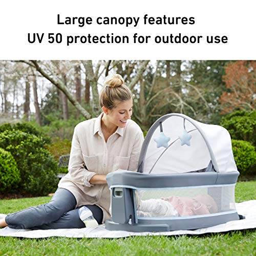 Graco Pack 'n Play Travel Dome LX Playard | Includes Portable Bassinet, Full-Size Infant Bassinet, and Diaper Changer, Leyton