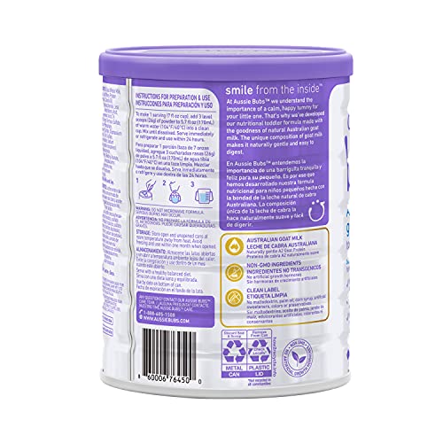 Aussie Bubs Australian Goat Milk-Based Toddler Formula, For Kids 12-36 months, Made with Fresh Goat Milk, 28.2 oz