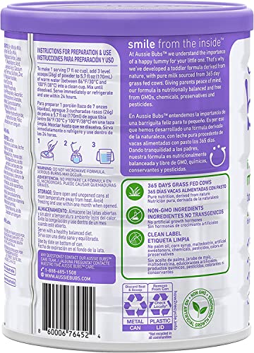 Aussie Bubs Grass Fed Nutritional Milk-Based Toddler Formula, For Kids 12-36 months, Made with Non-GMO Organic Milk, 28.2 oz