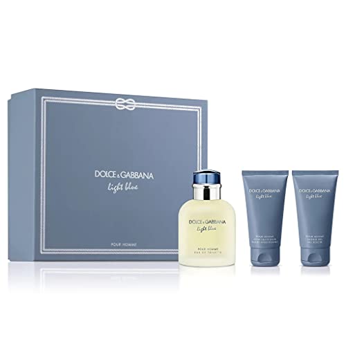 Dolce & Gabbana Light Blue for Men 3 Piece Set (4.2 Ounce Eau de Toilette Spray + 1.6 Ounce Shower Gel + 1.6 After Shave Balm)