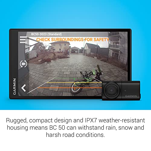 Garmin BC™ 50 with Night Vision – Wireless Backup Camera, NightGlo illumination, Infrared, HD Resolution, 160-degree lens, Weather-Resistant, 50ft range for trucks, RVs and trailers