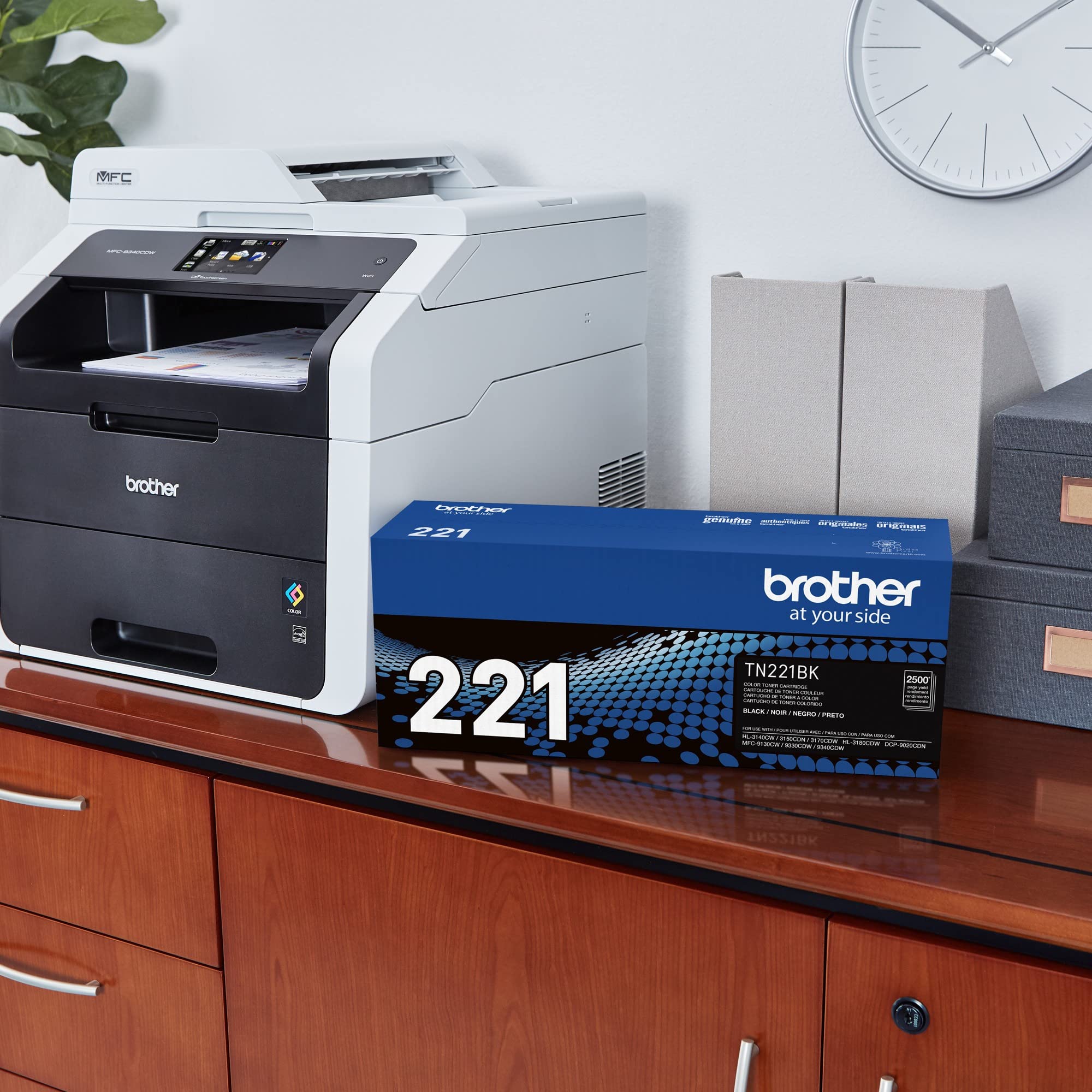 Brother Genuine Standard Yield Toner Cartridge, TN221BK, Replacement Black Toner, Page Yield Upto 2,500 Pages, Amazon Dash Replenishment Cartridge, TN221
