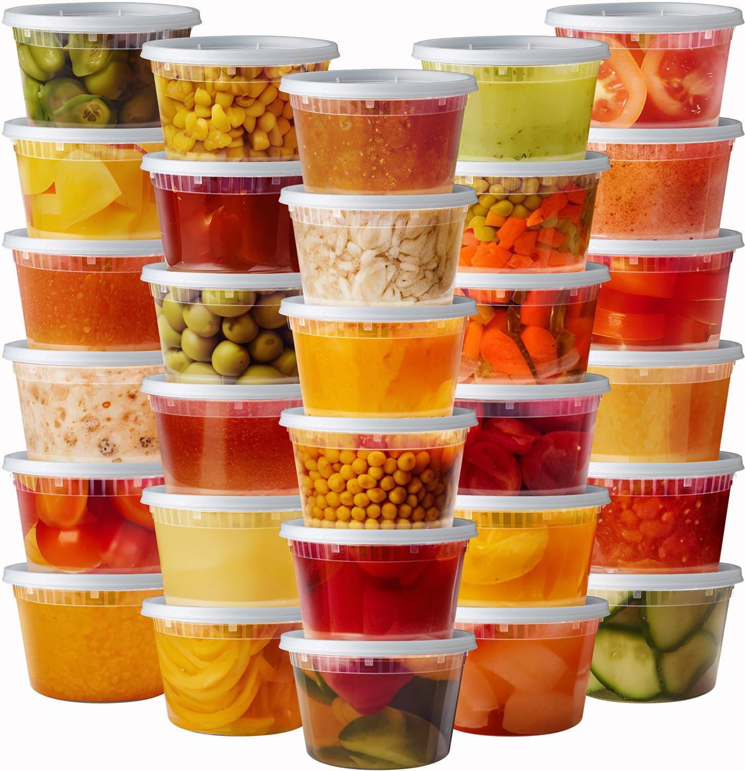 16 oz. Plastic Deli Food Storage Containers with Airtight Lids [48 Sets]