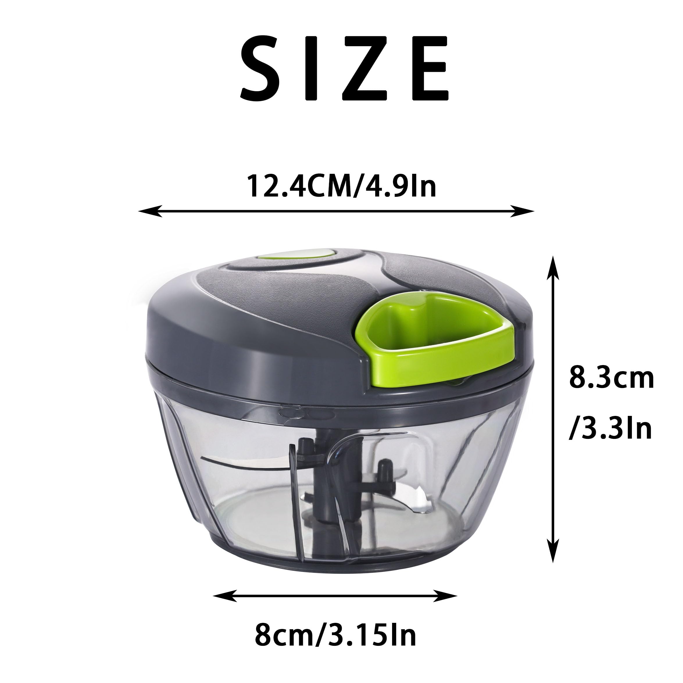 Manual Food Processor Vegetable Chopper, Ourokhome Portable Hand Pull String Garlic Mincer Onion Cutter for Veggies, Ginger, Fruits, Nuts, Herbs, etc, 2 Cup, Grey.