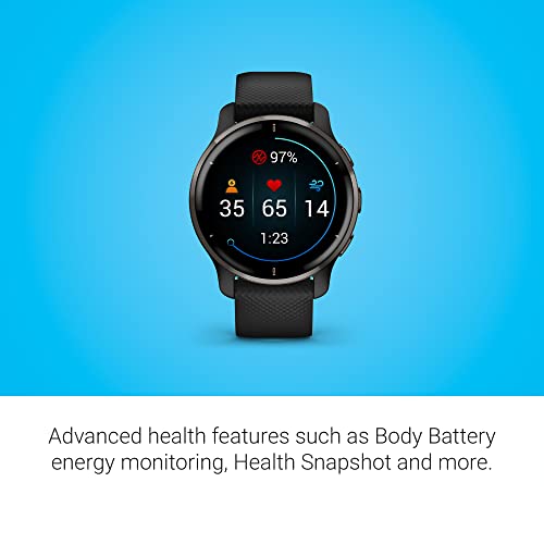 Garmin 010-02496-01 Venu 2 Plus, GPS Smartwatch with Call and Text, Advanced Health Monitoring and Fitness Features, Slate with Black Band