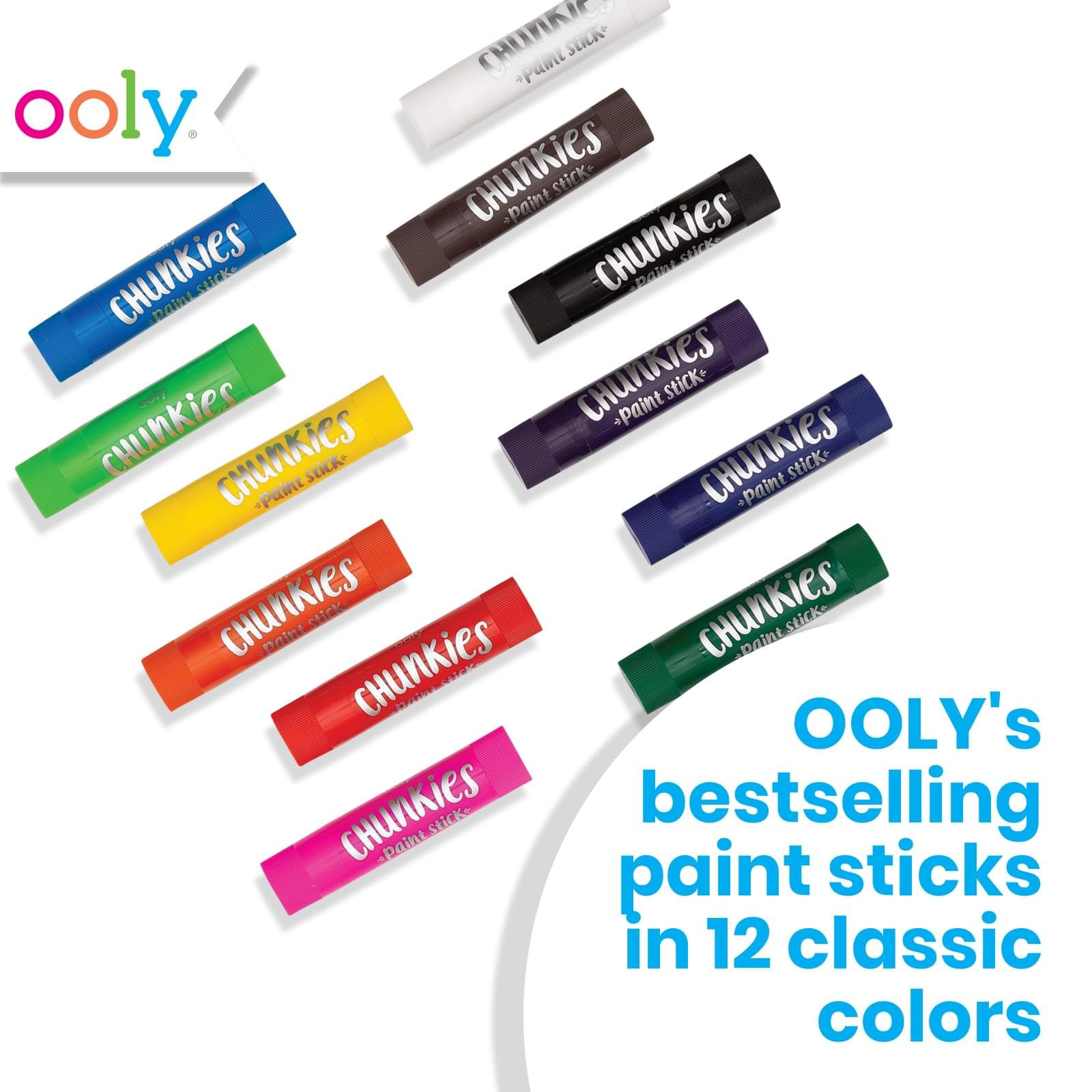 OOLY, Giftable Chunkies, No Brush or Water Needed, Twistable Paint Stick Set for Kids and Adults, Great for Any Project Including Posters, Cards, Scrapbooking, and Journaling, Set of 12
