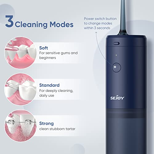 Water Flosser Dental Oral Irrigator Teeth Cleaner Portable Travel Rechargeable Cordless,IPX7 Electric Plaque Remover 3 Modes 3 Jet Tips 140ml