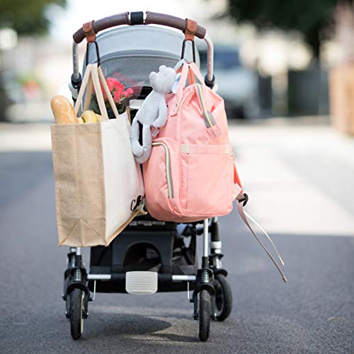 Brown Leather Style Stroller Hooks - Award-Winning Stroller Clips for Bags - MadeForMums & Lovedbyparents Award-Winning Stroller Bag Hook - 2-Pack by Baby Uma