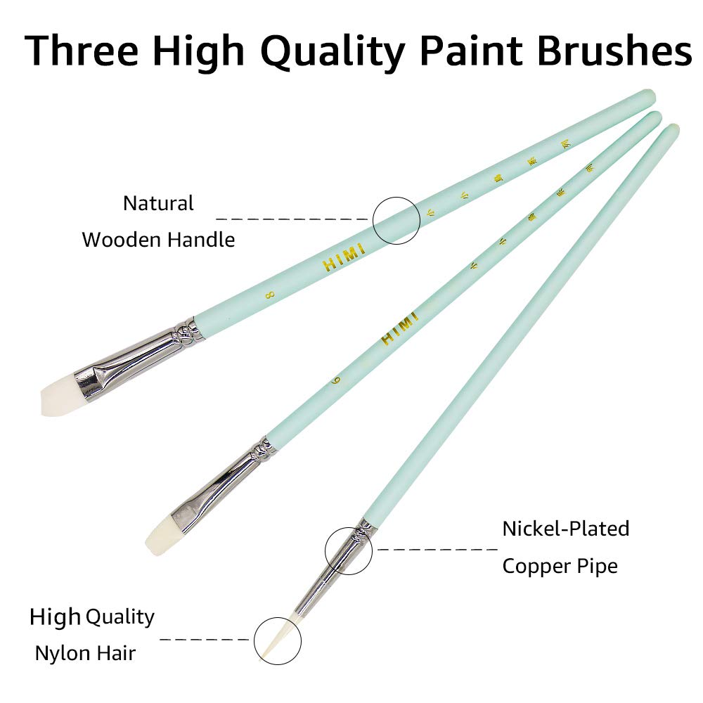HIMI Gouache Paint Set, 24 Colors x 30ml/1oz with 3 Brushes & a Palette, Unique Jelly Cup Design, Non-Toxic, Guache Paint for Canvas Watercolor Paper - Perfect for Beginners, Students, Artists(Green)