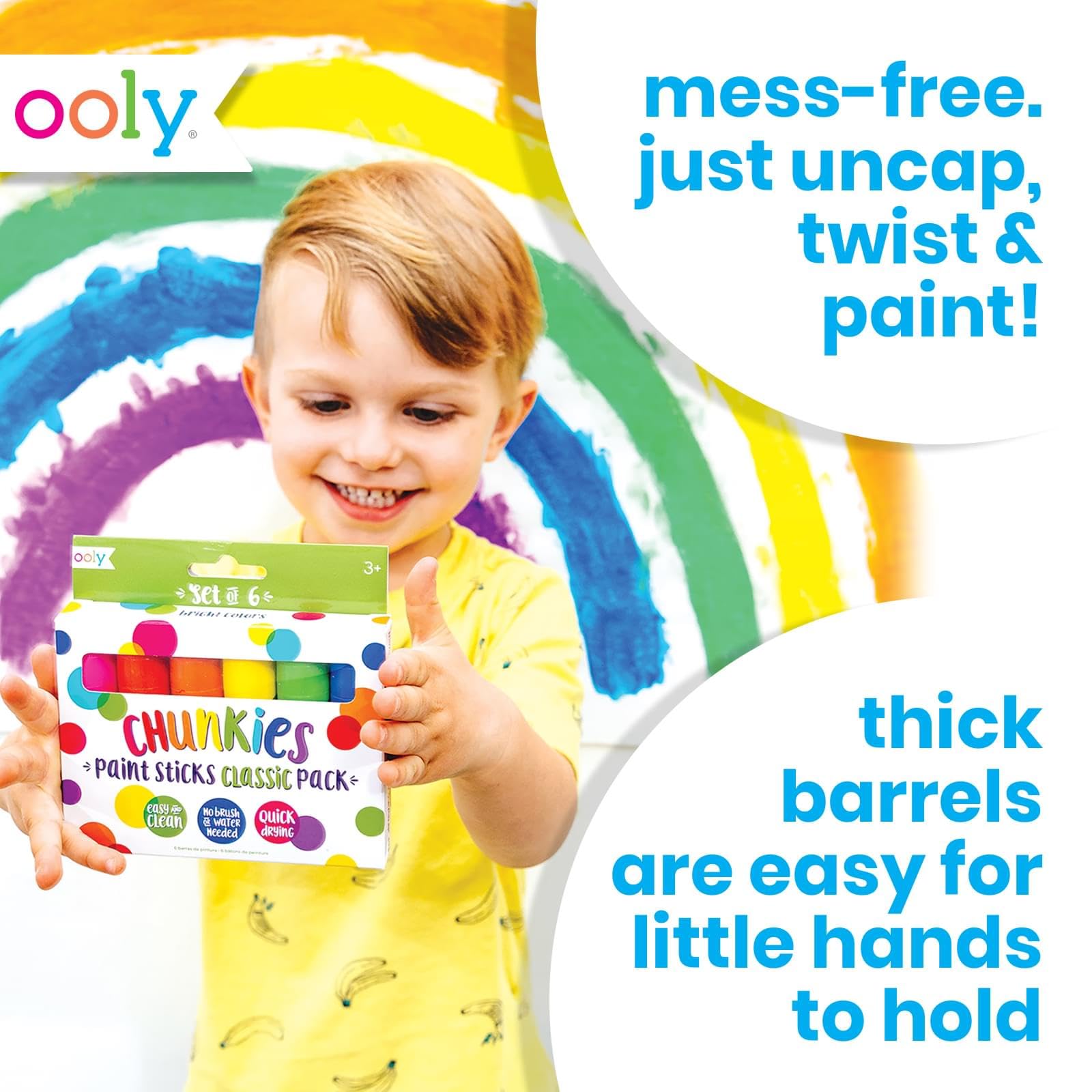 OOLY, Giftable Chunkies, No Brush or Water Needed, Twistable Paint Stick Set for Kids and Adults, Great for Any Project Including Posters, Cards, Scrapbooking, and Journaling, Set of 12