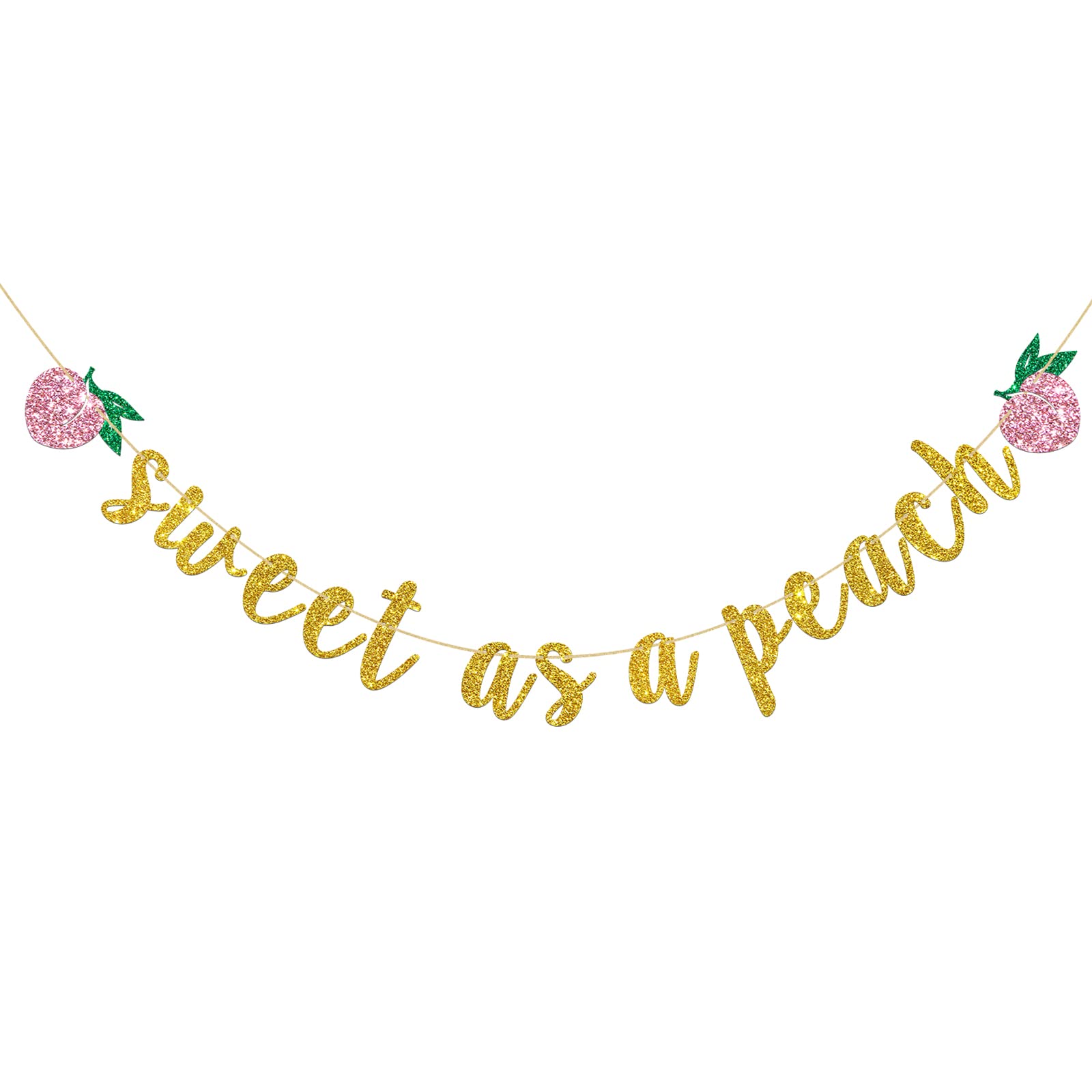 INNORU Sweet As a Peach Banner, Peach Baby Shower Birthday Party Decorations, Fruit Party, Mommy to Be Sign Banner, Gender Reveal, Engagement, New Baby Party Decoration Gold Glitter