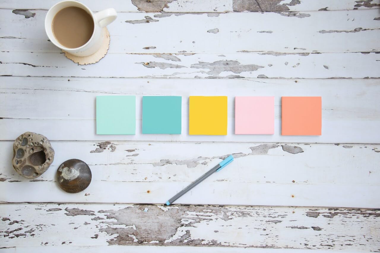 Post-it Notes, 1.5x2 in, 24 Pads, America's #1 Favorite Sticky Notes, Beachside Café Collection, Pastel Colors, Clean Removal, Recyclable (654-14AU)