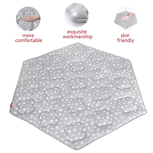 Hexagon Playpen Mat Fit for Evenflo Versatile Play Space, One-Piece Baby Extra Large Play Mat Thick Baby Crawling Mat for Babies, Toddlers, Six Pannel Playpen, 33 Inch Each Side