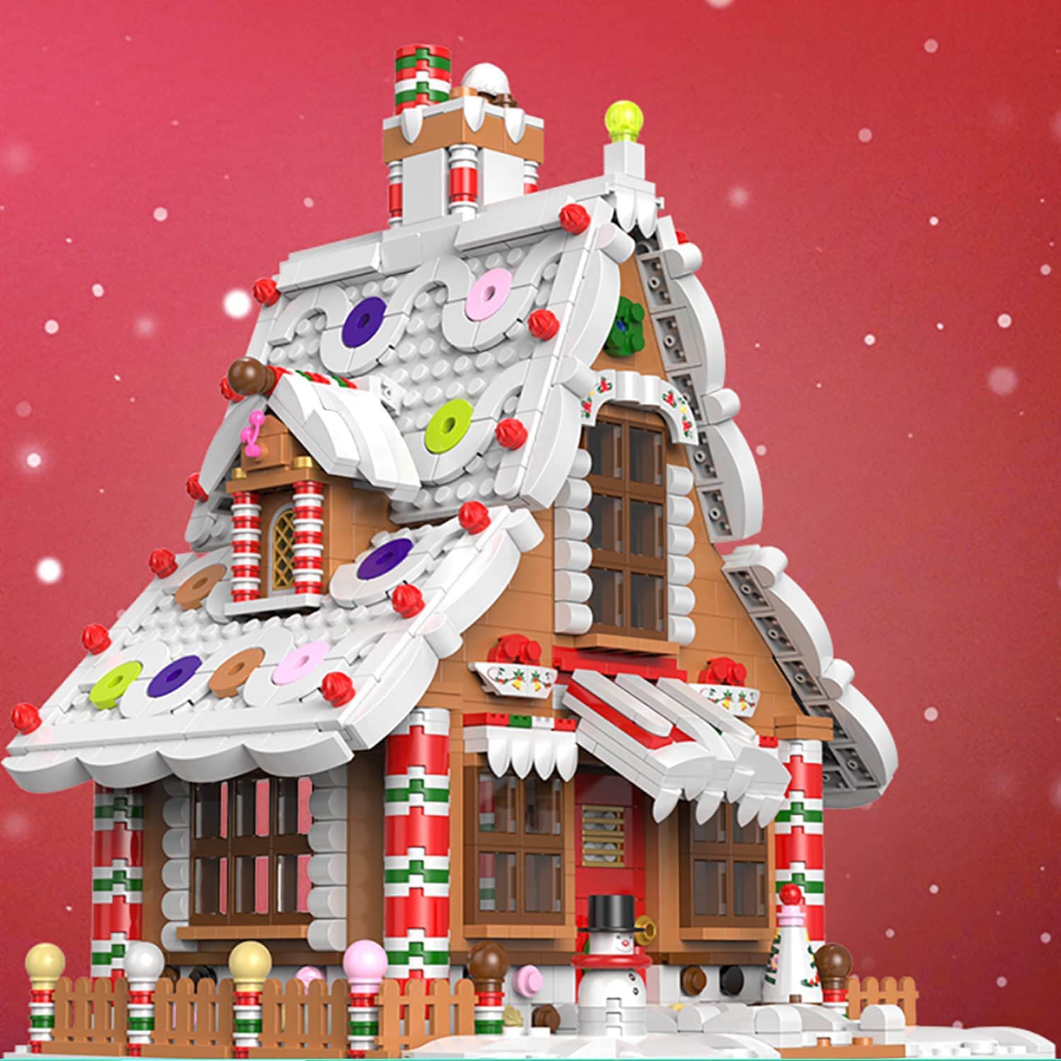 Christmas Gingerbread House Kit Building Block Set Toys, with Led Light, Christmas Tree, Christmas Gift for Advent Calendar 2023 (1620 Pieces)