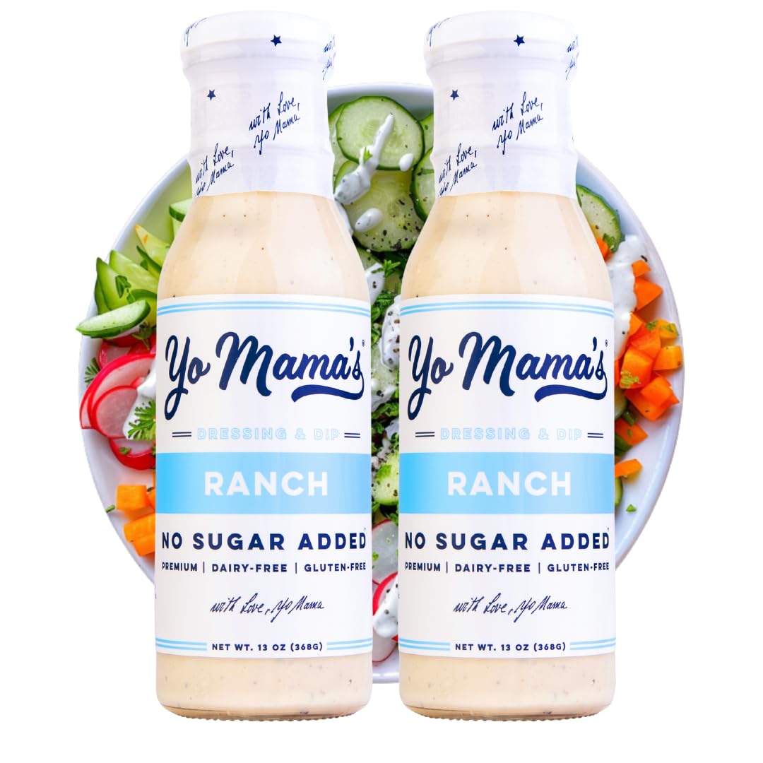 Yo Mama's Foods Keto Ranch Salad Dressing and Dip - Pack of (2) - Dairy Free, Gluten Free, Low Sodium, and All Natural!