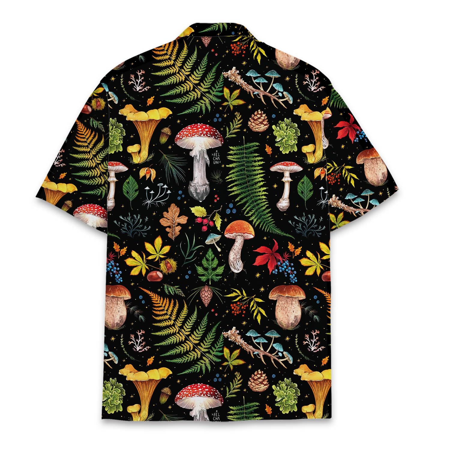 Family Gifts Kingdom Mushroom Hawaiian Shirts for Men - Tropical Mushroom Hawaiian Summer Beach Button Down Short Sleeve, XX-Large