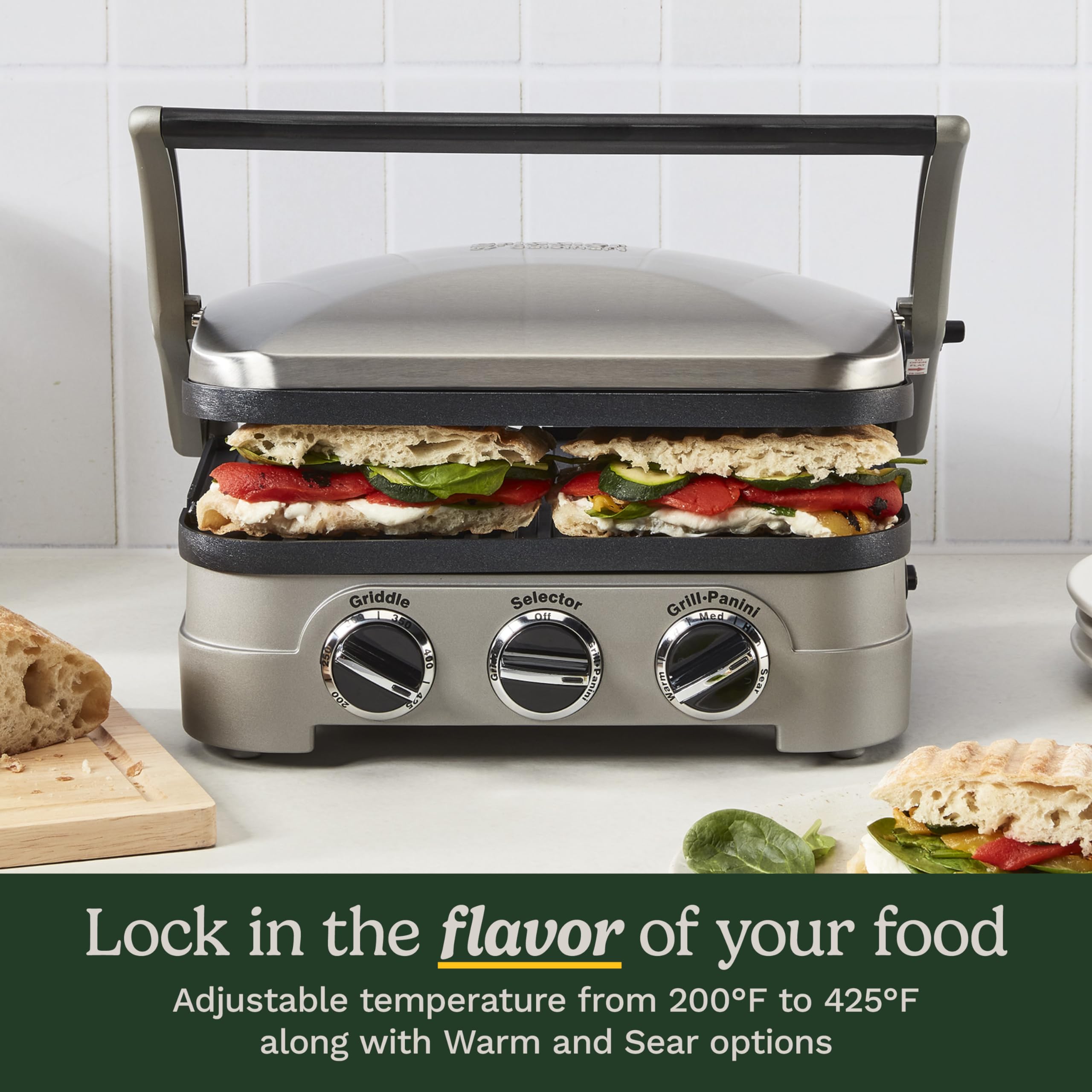 Panini Press by Cuisinart, Stainless Steel Griddler, Sandwich Maker & More, 5-IN-1, GR-4NP1