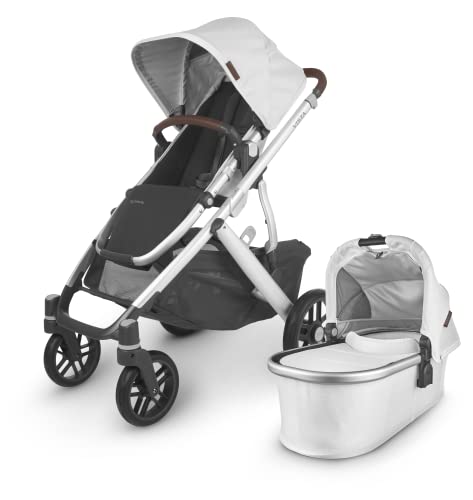Vista V2 Stroller - Bryce (White Marl/Silver/Chestnut Leather) + MESA Infant Car Seat - Jake (Black)
