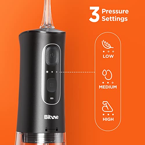 Bitvae Water Dental flosser for Teeth, Cordless Water Teeth Cleaner Picks, IPX7 Waterproof Water Flosser, 3 Modes 6 Jet Tips, USB Rechargeable Water Dental Picks for Cleaning (Black)