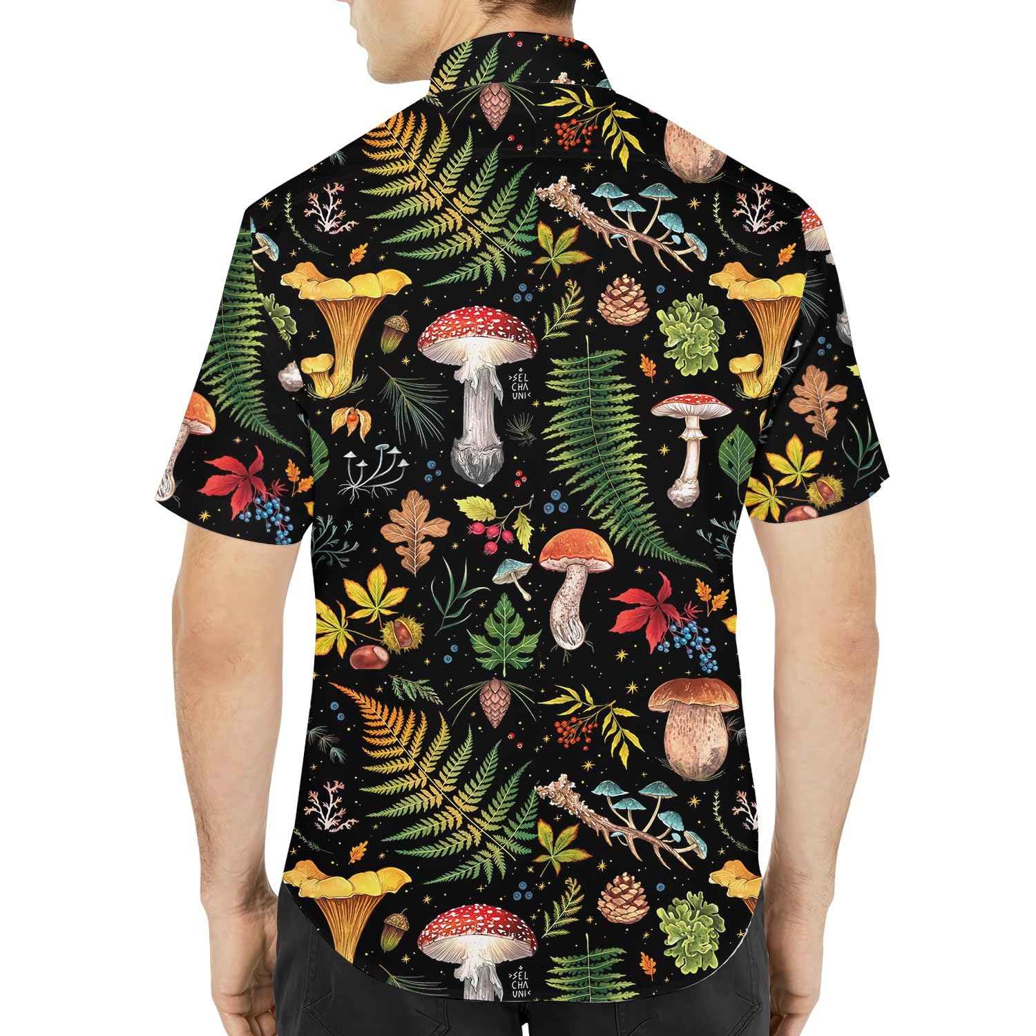 Family Gifts Kingdom Mushroom Hawaiian Shirts for Men - Tropical Mushroom Hawaiian Summer Beach Button Down Short Sleeve, XX-Large
