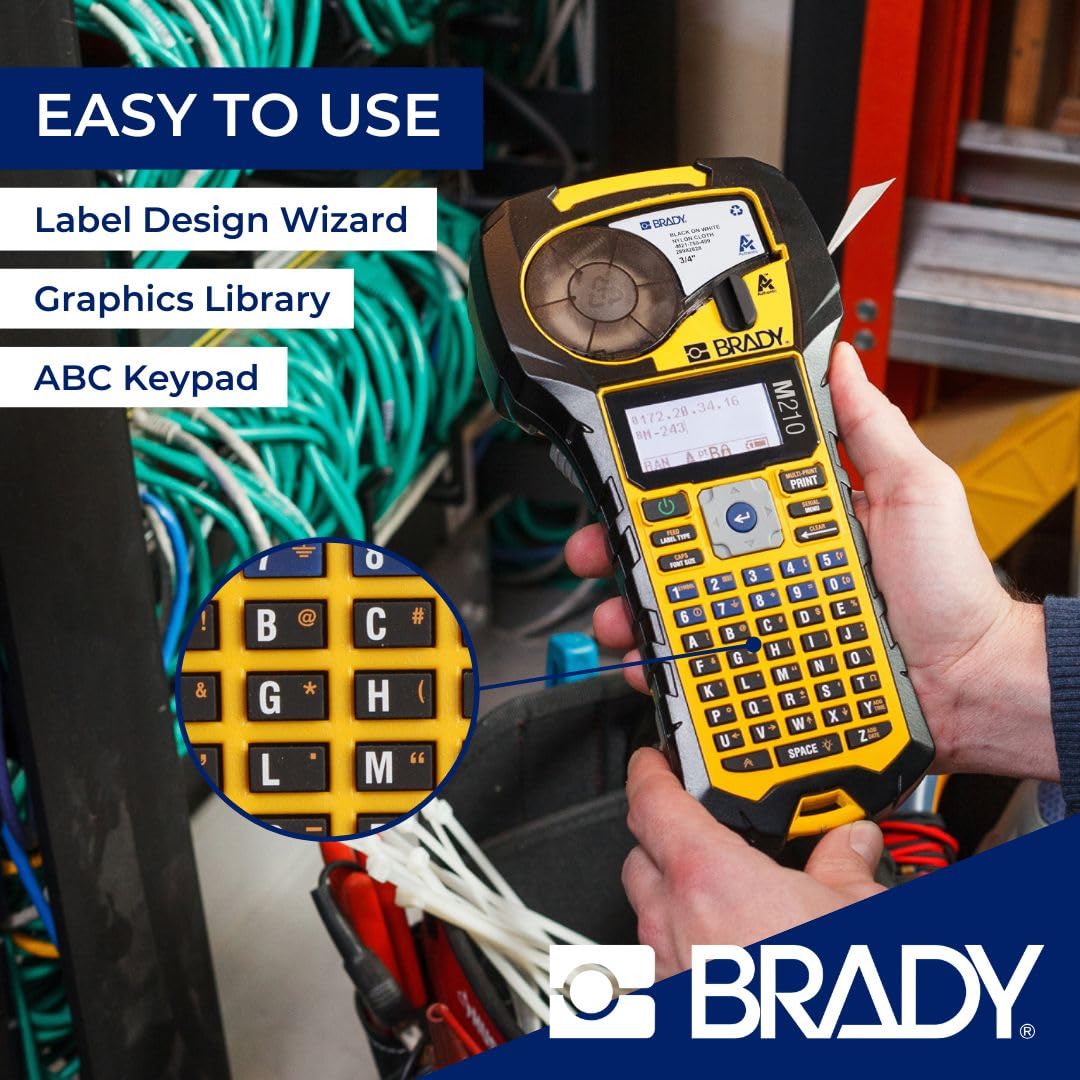 Brady M210 Portable Label Printer with Rubber Bumpers, Multi-Line Print, 6 to 40 Point Font (Replaces BMP21-PLUS Printer)