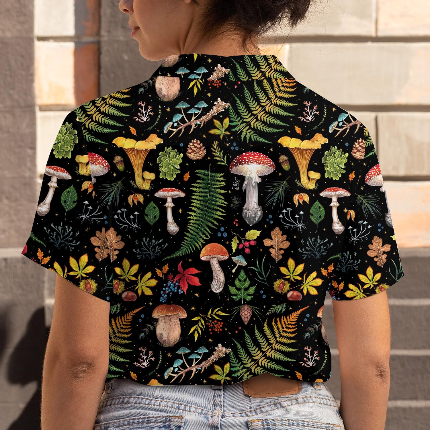 Family Gifts Kingdom Mushroom Hawaiian Shirts for Men - Tropical Mushroom Hawaiian Summer Beach Button Down Short Sleeve, XX-Large