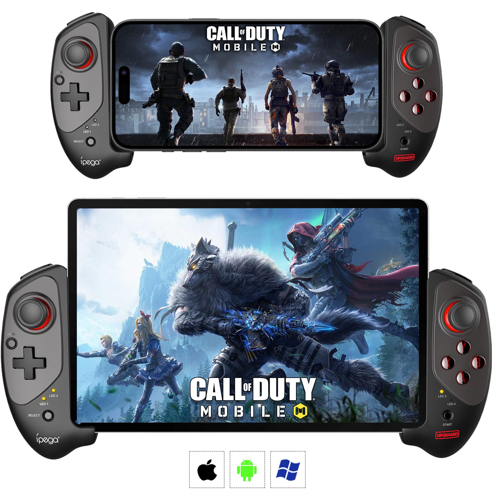 Megadream Wireless Mobile Controller for iPad, Tablet (11"), iPhone 16/15/14/13, Android Gamepad for Galaxy Z Fold4, Galaxy Z Flip4, Galaxy S23 S22 21Ultra, PC - MFi Certified - Call of Duty - Genshin Impact, Black