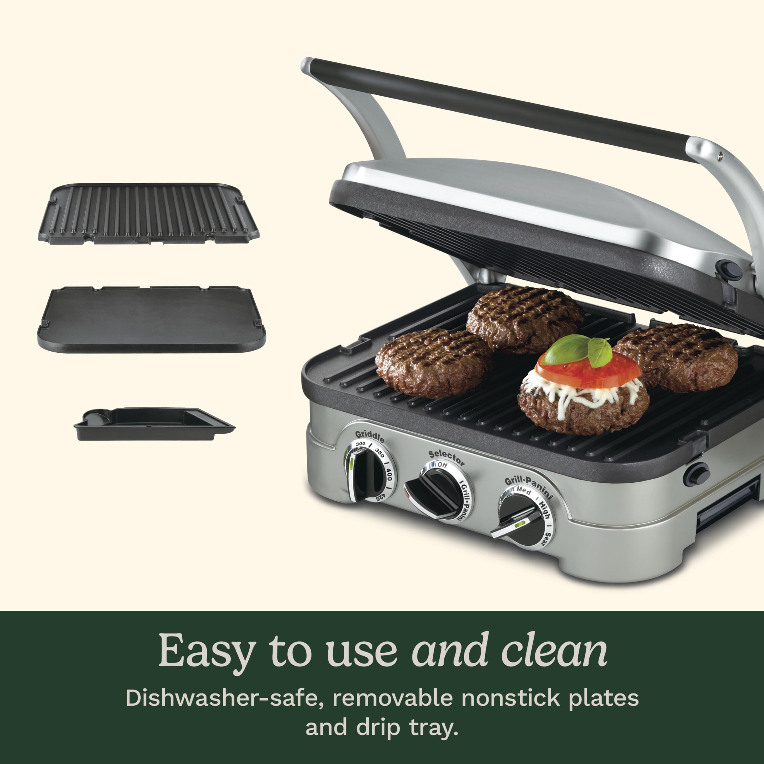 Panini Press by Cuisinart, Stainless Steel Griddler, Sandwich Maker & More, 5-IN-1, GR-4NP1