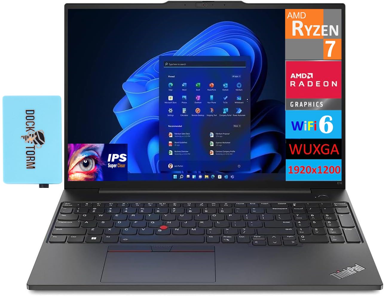 Lenovo ThinkPad E15 Gen 3 15.6" FHD + IPS Display Laptop (Ryzen 7 5825U 8-Core, 16GB RAM, 512GB PCIe SSD, AMD Radeon, 15.6" Full HD (1920x1080), WiFi 6, BT 5.2, Webcam, USB 3.2, Win 10P) with Hub