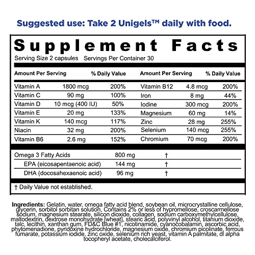 OhMyVit! for Ellas Womens Multivitamin Unigel – 60Pcs Softgels Multi Vitamins Supplements for Women – 15 Vitamins and Minerals Support Hormonal Balance, Bone Health