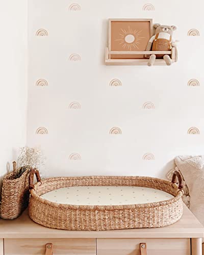 Muslin Bassinet Sheet for Baby Girl Boy, Muslin Cotton Fitted for Oval Hourglass and Rectangular Bassinet Mattress Pad, Stylish Boho Bassinet Sheets Baby Nursery, 2 Pack (Sunshine& Brown)