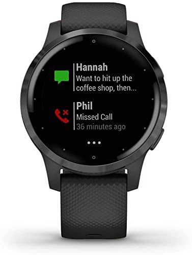 Garmin 010-N2172-11 Vivoactive 4S GPS Smartwatch, Slate Stainless Steel Bezel with Black Case and Silicone Band (Renewed)