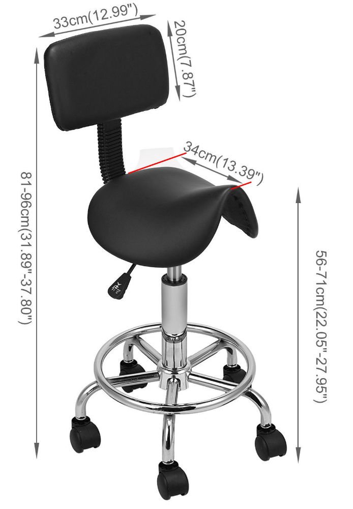 Hydraulic Saddle Salon Stool Massage Chair Tattoo Facial Spa Office Backrest