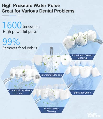Water Dental Flosser Portable Cordless for Teeth - YaFex Water Teeth Pick Cleaner Rechargeable Dental Oral Irrigator with DIY Mode, 5 Jets, Travel Case (Black)