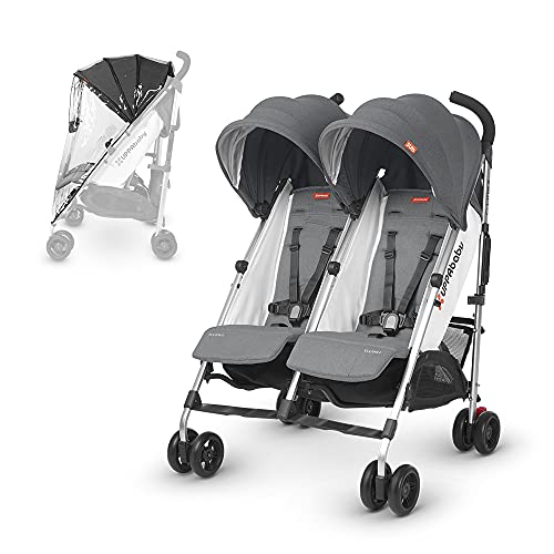 UPPAbaby G-Link 2 Stroller - Jordan (Charcoal Melange/Silver) + G-Link 2 Rain Shield