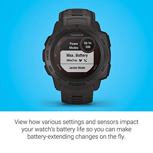 Garmin Instinct Solar, Solar-Powered Rugged Outdoor Smartwatch, Built-in Sports Apps and Health Monitoring, Graphite (Renewed)