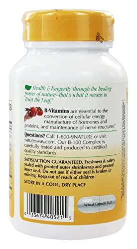Natures Way Vitamin B-100 Complex Capsules For Energy And Nerves - 60 Ea