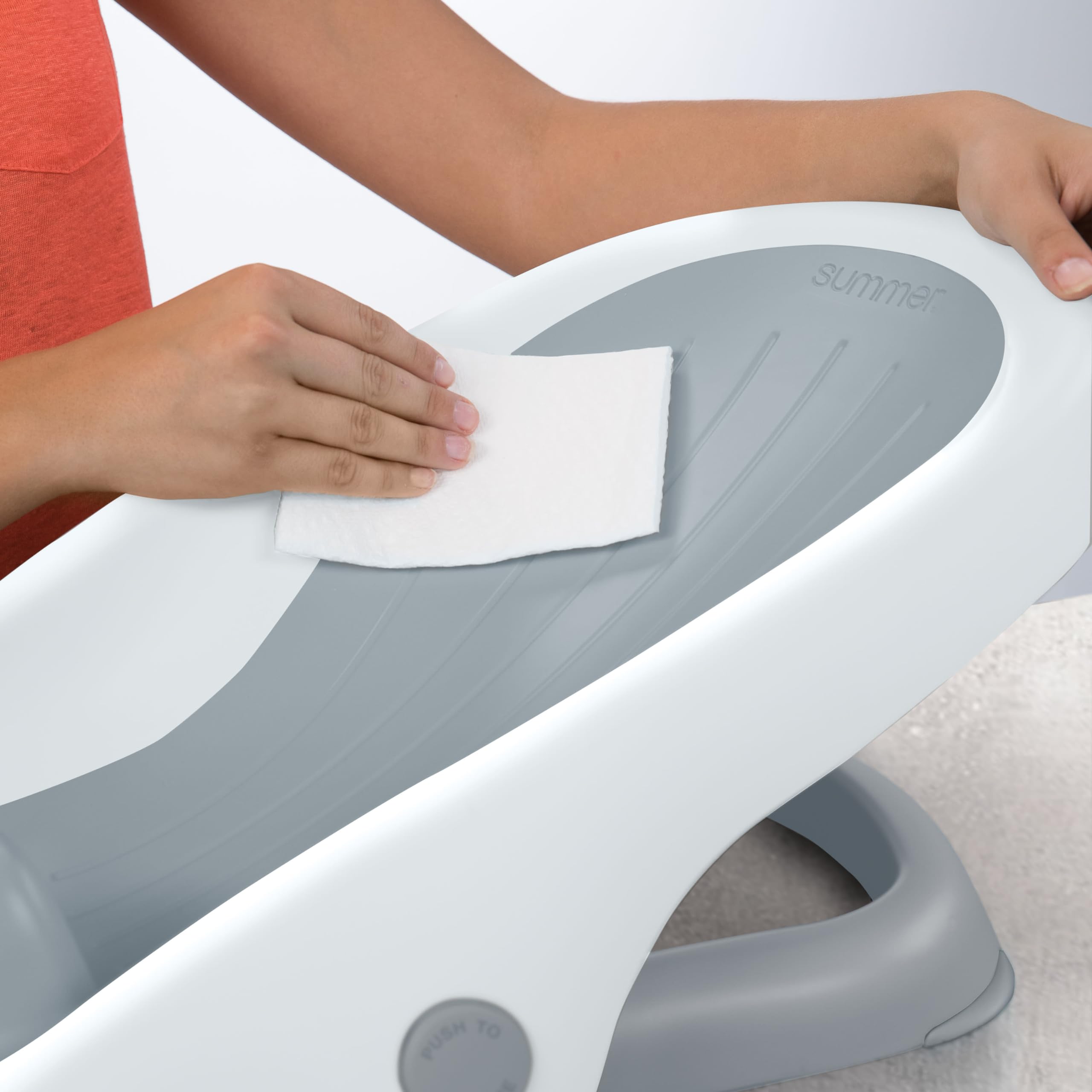 Summer Clean Rinse Baby Bather (Gray) β Bath Support for Use on the Counter, in the Sink or in the Bathtub, Has 3 Reclining Positions and Soft, Quick-Dry Material β Use from Birth until Sitting Up