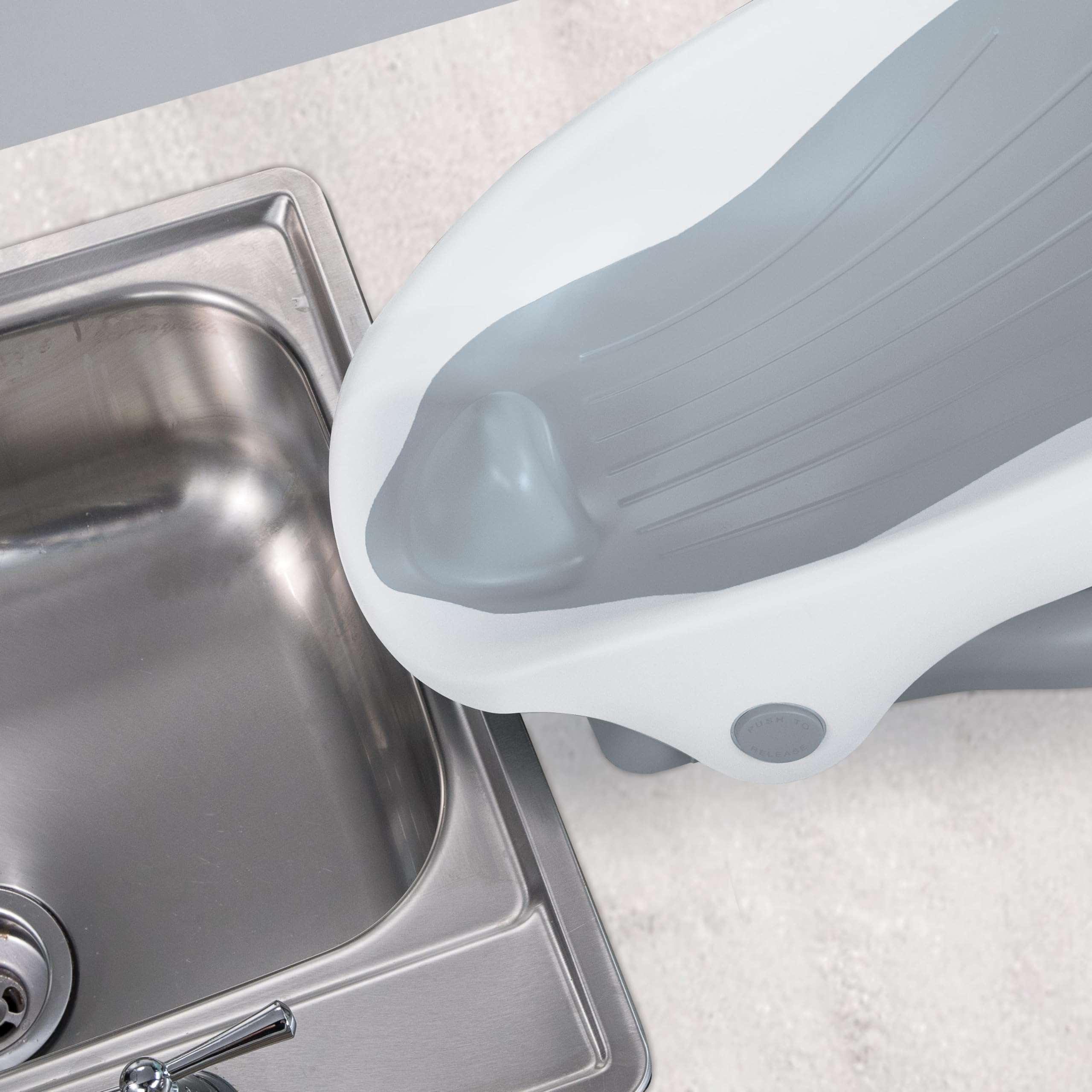 Summer Clean Rinse Baby Bather (Gray) β Bath Support for Use on the Counter, in the Sink or in the Bathtub, Has 3 Reclining Positions and Soft, Quick-Dry Material β Use from Birth until Sitting Up