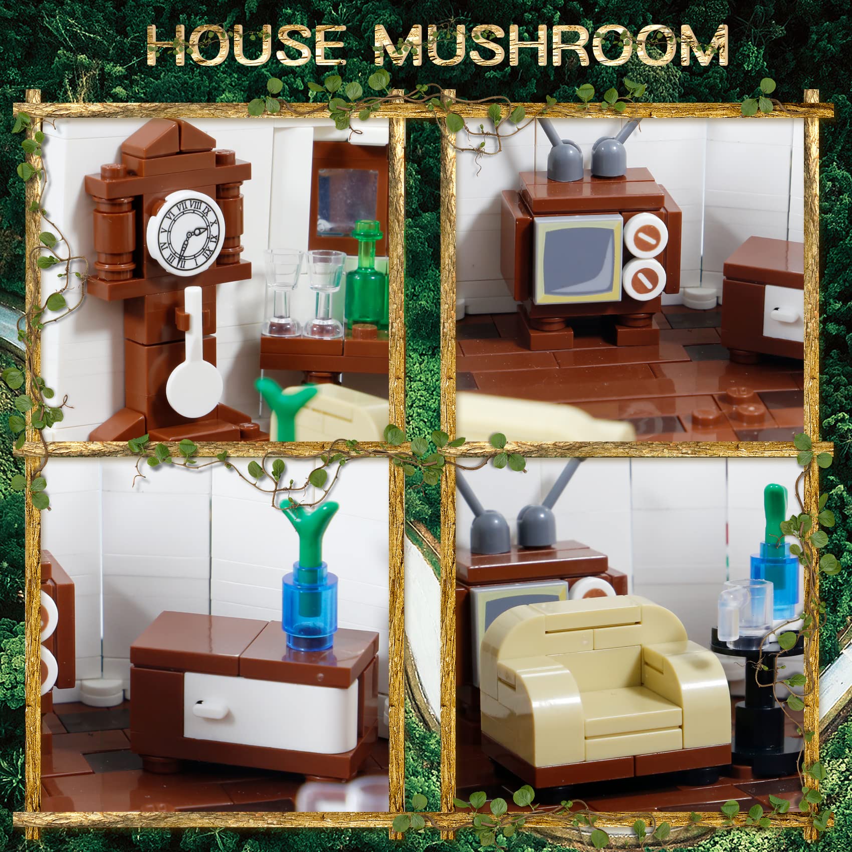 SAMYBLOCKS Mushroom House Building Blocks Sets(2233PCS),Creative Ideals Treehouse Building Blocks, Best Gift for 6+ Boys, Girls or Adults