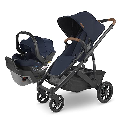 Cruz V2 Stroller - NOA (Navy/Carbon/Saddle Leather) + MESA MAX - NOA (Navy Melange)