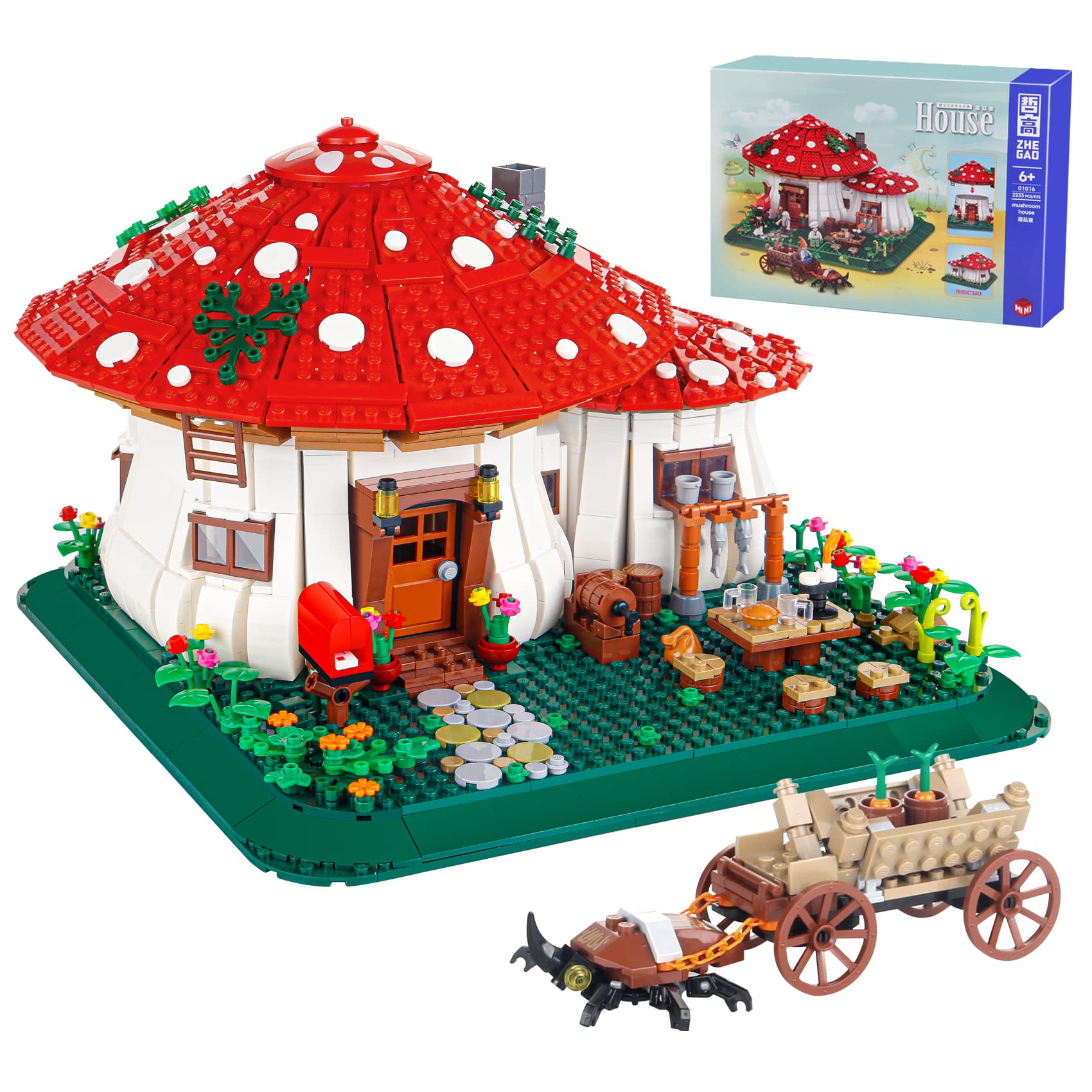 SAMYBLOCKS Mushroom House Building Blocks Sets(2233PCS),Creative Ideals Treehouse Building Blocks, Best Gift for 6+ Boys, Girls or Adults