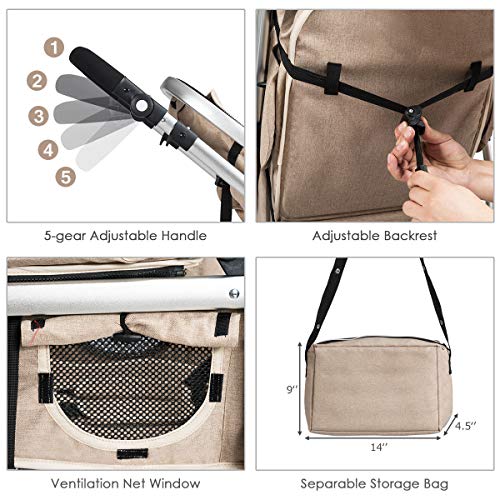 HONEY JOY Baby Stroller, High Landscape Convertible Infant Bassinet Stroller, Adjustable Canopy & Backrest, Storage Basket, Foot Cover, Foldable Newborn Carriage Pram Stroller (Beige)
