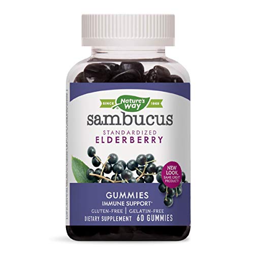 Nature's Way Sambucus Black Elderberry Gummies with Vitamin C and Zinc, 60 Gummies