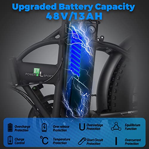 ECOTRIC Electric Bike 500W Folding Ebike 20" Fat Tire Foldable Electric Bicycle 48V 12.5AH Lithium Removable Battery Beach Snow Mountain E-Bike Commute Ebike for Adults Shimano 7-Speed